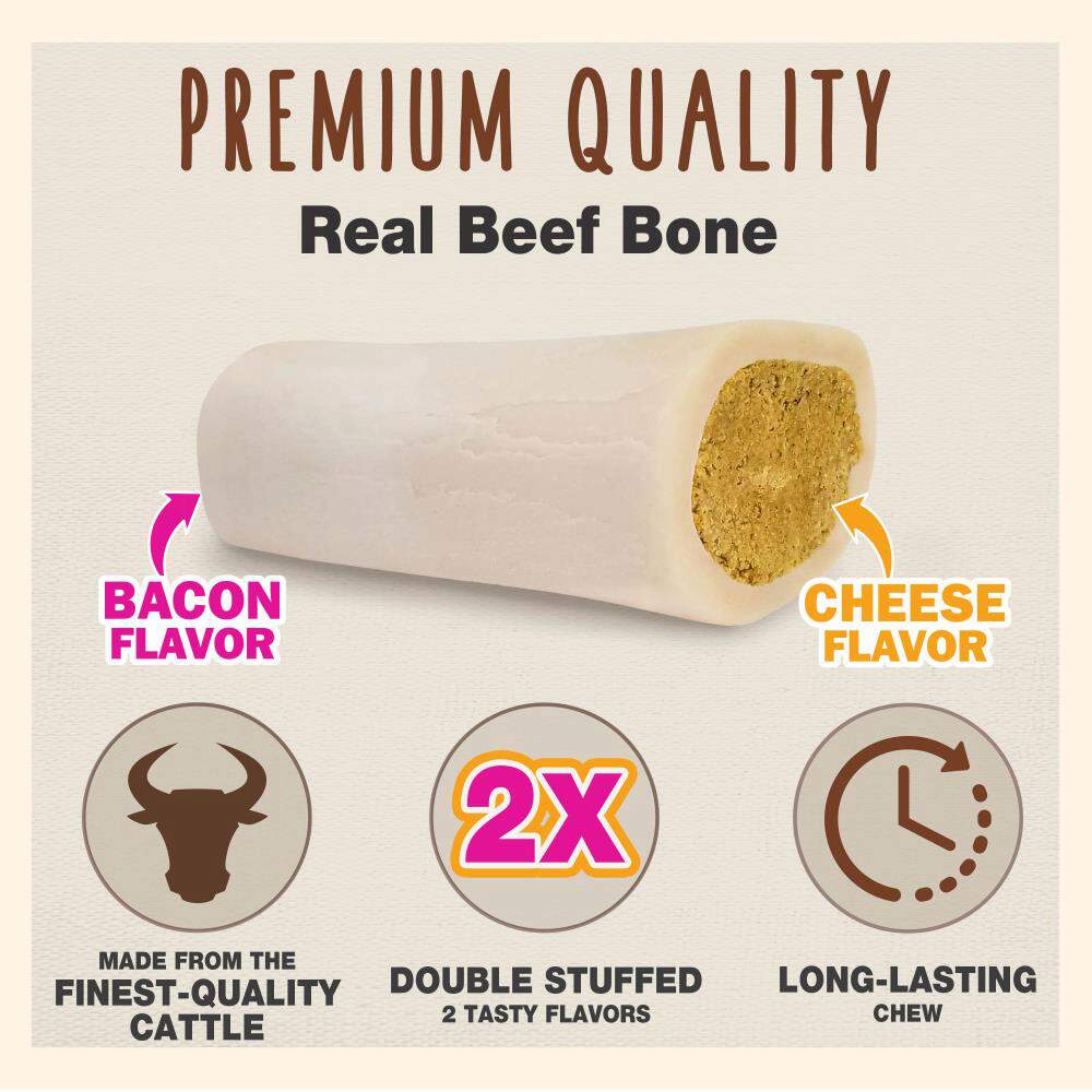 Cadet Double Stuffed Shin Bone for Dogs - Bacon & Cheese Flavor | Cadet Pet