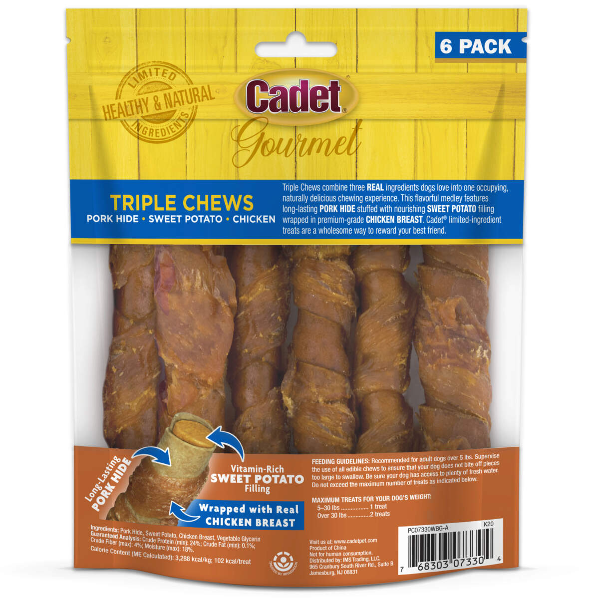 Gourmet Triple Chews Pork Hide Twists | Cadet Pet